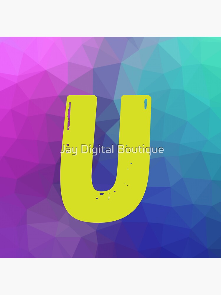 "Monogram, U Letter Sticker Vintage Yellow Holographic Pink Blue Green ...