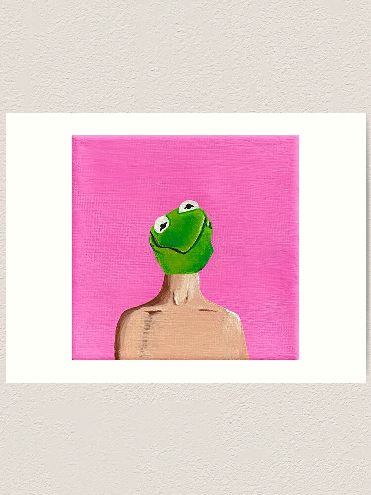 "Kermit the frog human head painting" Art Print for Sale by mandikopec ...