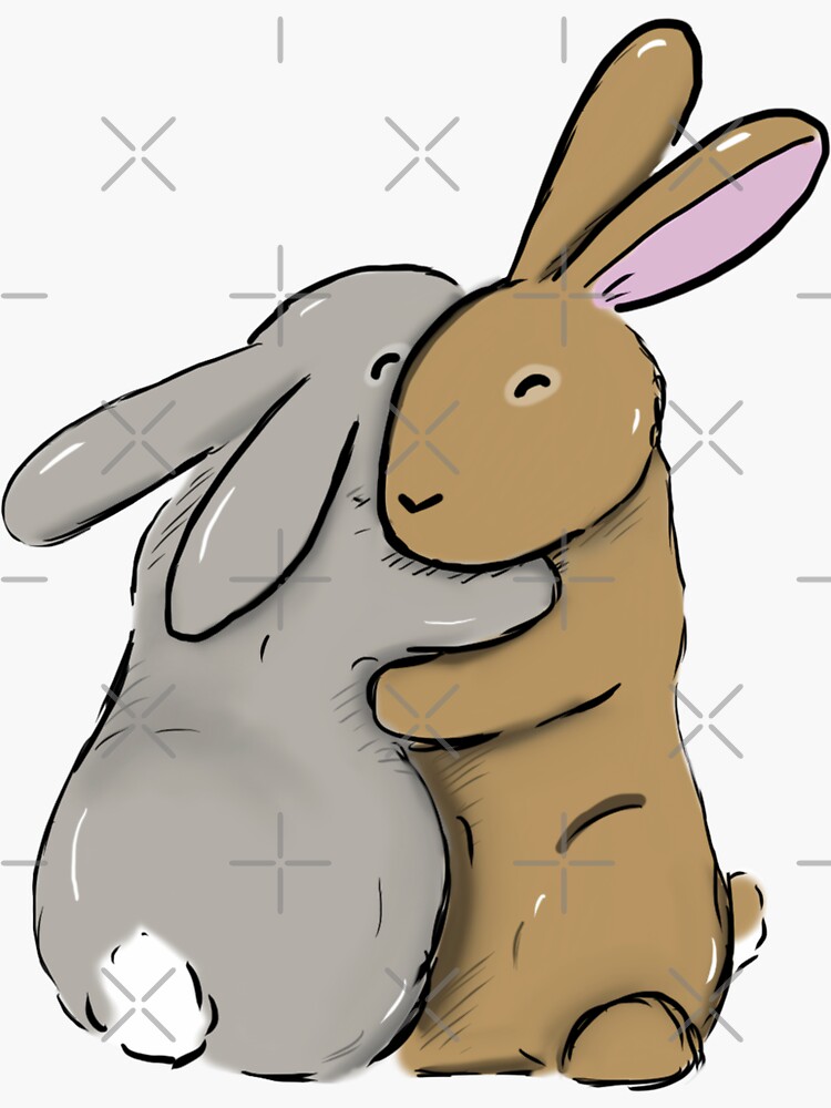 "Bunny hugs" Sticker by WillowGrove | Redbubble