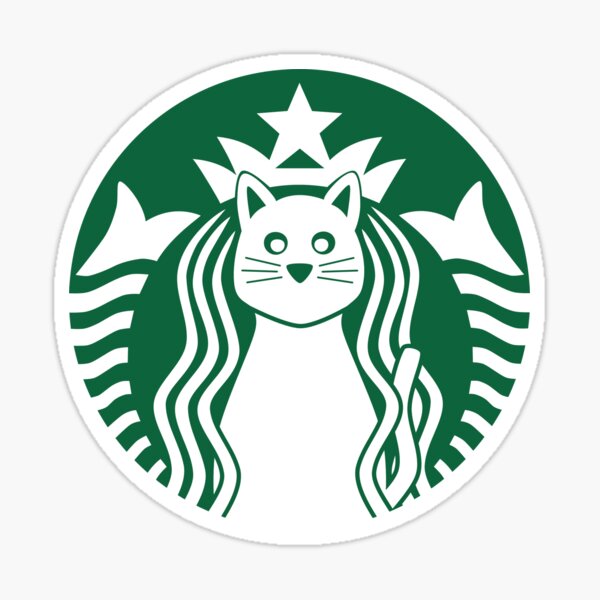 "Starbucks Logo Cat" Sticker for Sale by thegentlewhale | Redbubble
