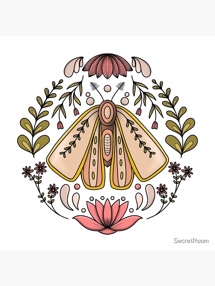 "Moth Folk Art" Poster by SecretRoom | Redbubble
