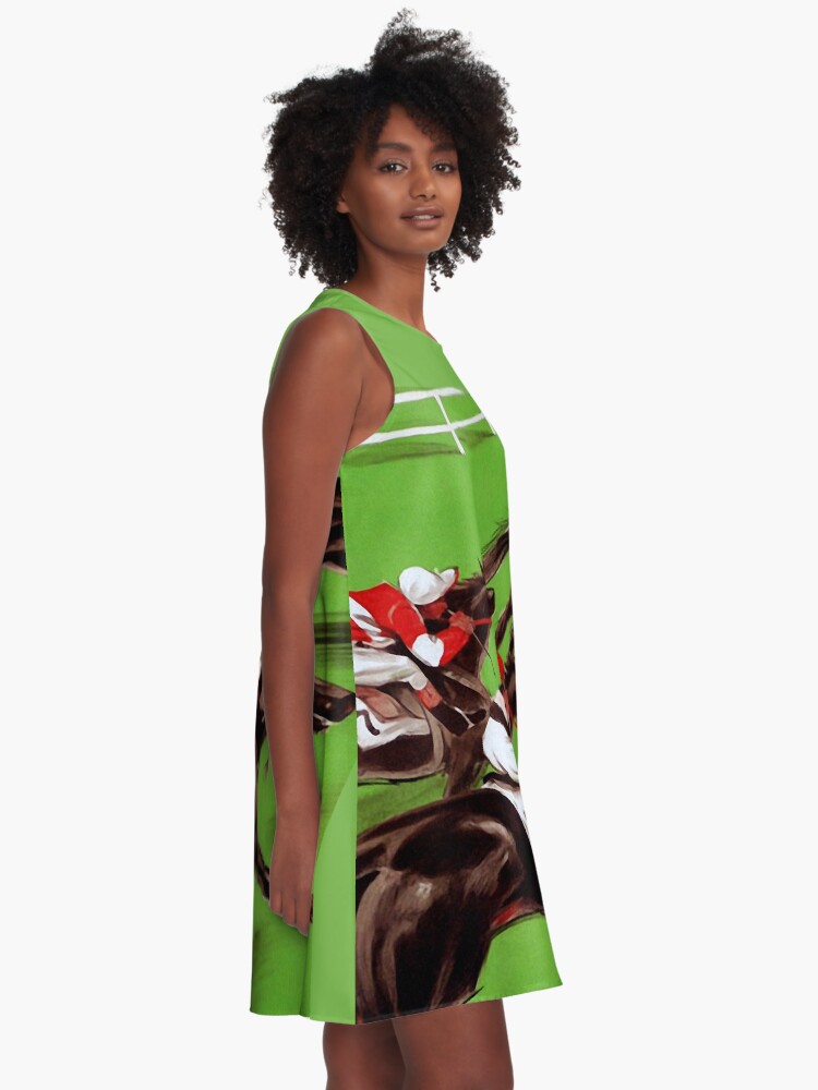 "Vintage horse racing sport and travel advert" A-Line Dress for Sale by ...
