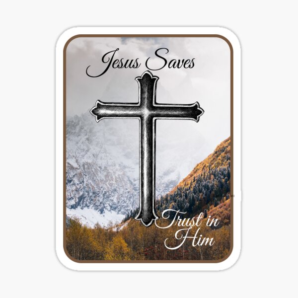 "Christian's Rise! Wooden Cross Jesus saves By Reuben" Sticker for Sale ...