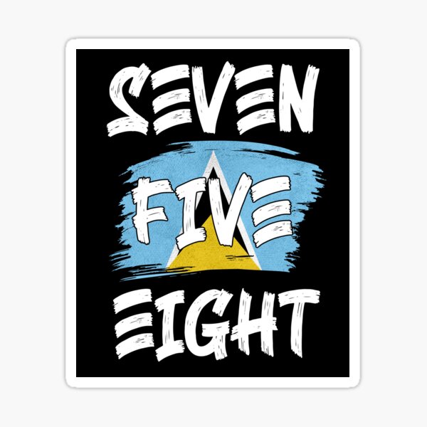 "Saint Lucia Area Code Seven Five Eight 758 St Lucia Flag" Sticker for ...