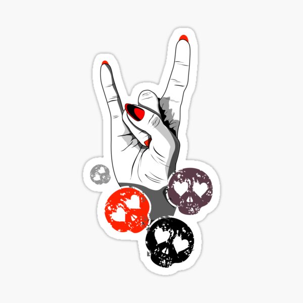 "Girl Hands doing the Metal - Rock Sign Black Version" Sticker for Sale ...
