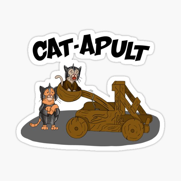 "catapult, funny cats" Sticker for Sale by adrart7 | Redbubble