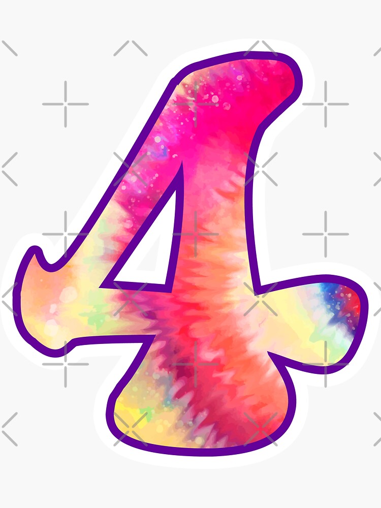 "Number 4 four Hippie Tie Dye" Sticker for Sale by redblackline | Redbubble