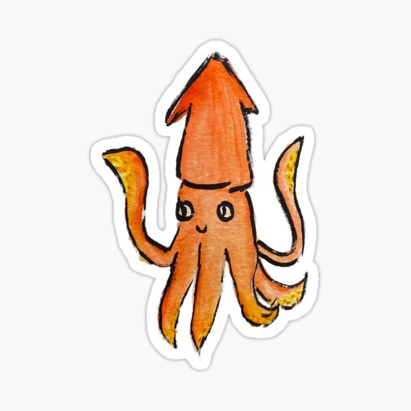 "watercolor squid" Sticker for Sale by cameronkfong | Redbubble