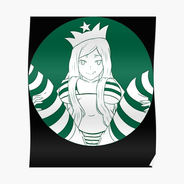 Lewd Anime Girl Starbucks Inspirited Design Sticker Poster For Sale By Amohammedallen