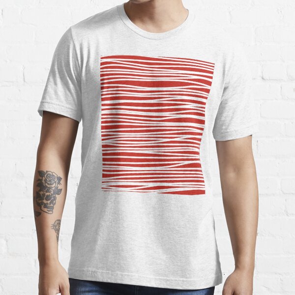 "White hand-drawn horizontal lines on the red background" T-shirt for ...