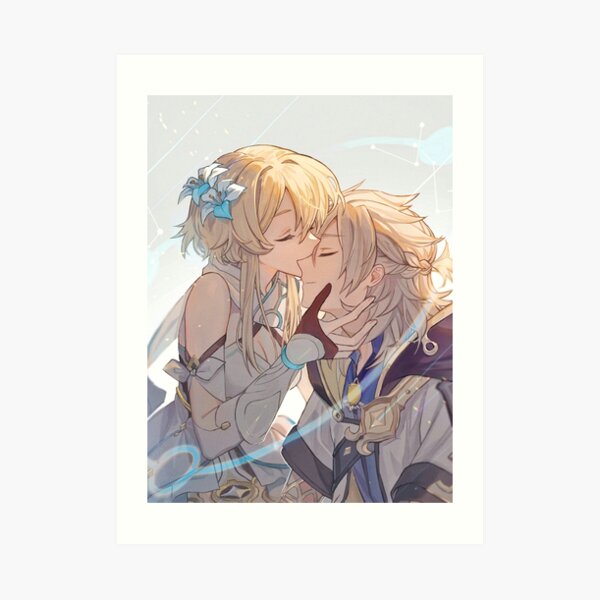 "Albedo and Lumine Genshin Impact" Art Print by Jeonghyeokri | Redbubble