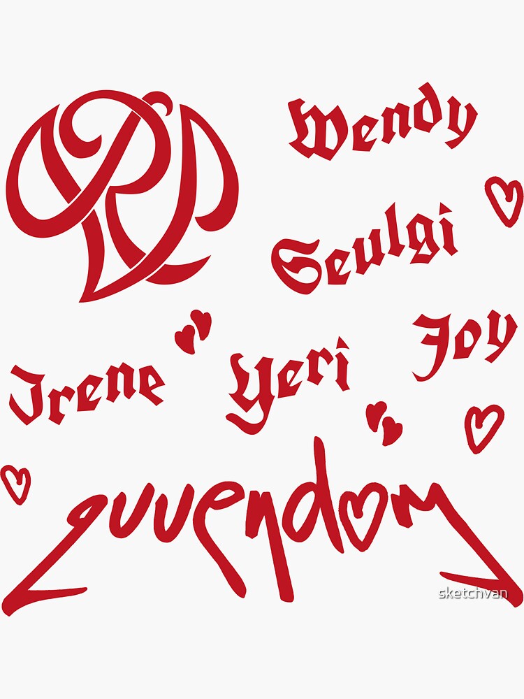 "RED VELVET QUEENDOM LOGO AND MEMBERS NAME RED" Sticker for Sale by ...
