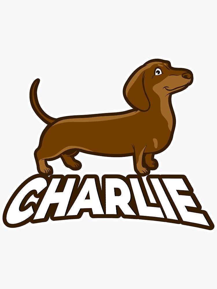 "Brown Dachshund Puppy Dog Named Charlie" Sticker for Sale by podvos83 ...