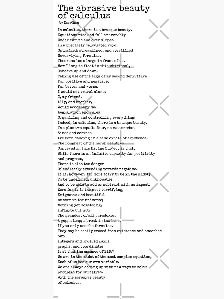 "The Abrasive Beauty of Calculus Poem" Sticker for Sale by KazaChan ...