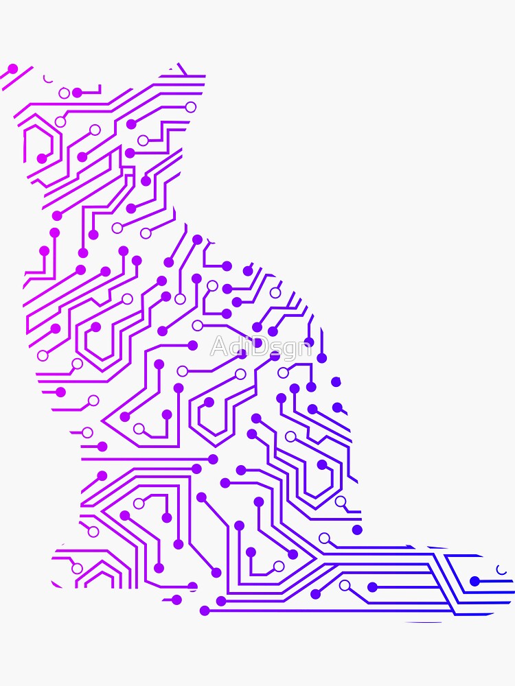 "Circuit Cat" Sticker for Sale by AdiDsgn | Redbubble