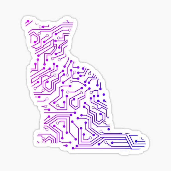 "Circuit Cat" Sticker for Sale by AdiDsgn | Redbubble