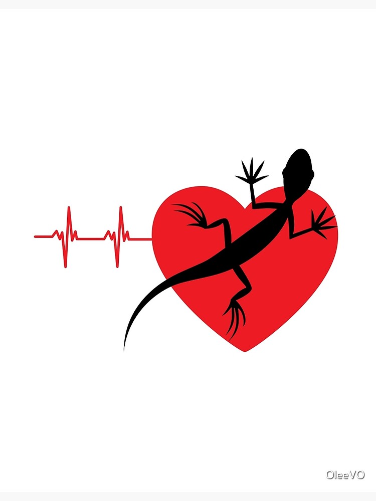"Red heart pulse lizard | gift for lizard lover | Lizard keeper" Poster by OleeVO | Redbubble