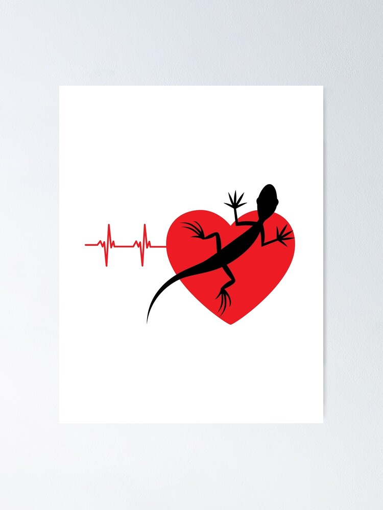 "Red heart pulse lizard | gift for lizard lover | Lizard keeper" Poster by OleeVO | Redbubble