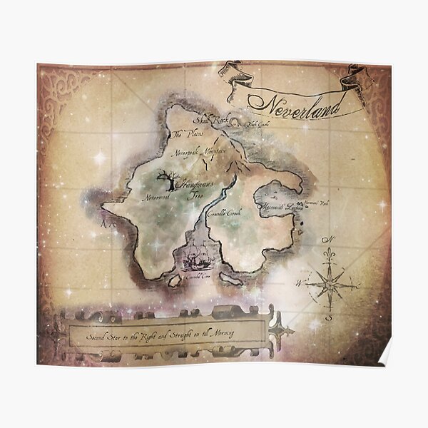 "Classic Neverland Map Blanket King Size" Poster for Sale by ...