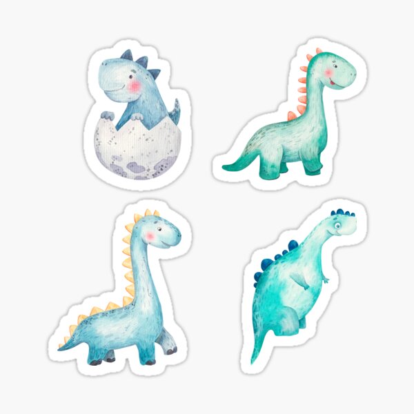 "Cute blue dinosaur watercolor illustration pack" Sticker for Sale by ...