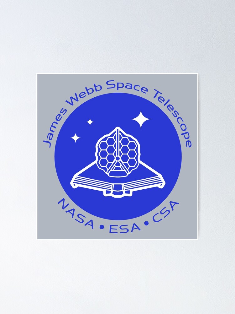 "NASA JWST James Webb Weltraumteleskop Logo (blau, weiß, blau)" Poster ...