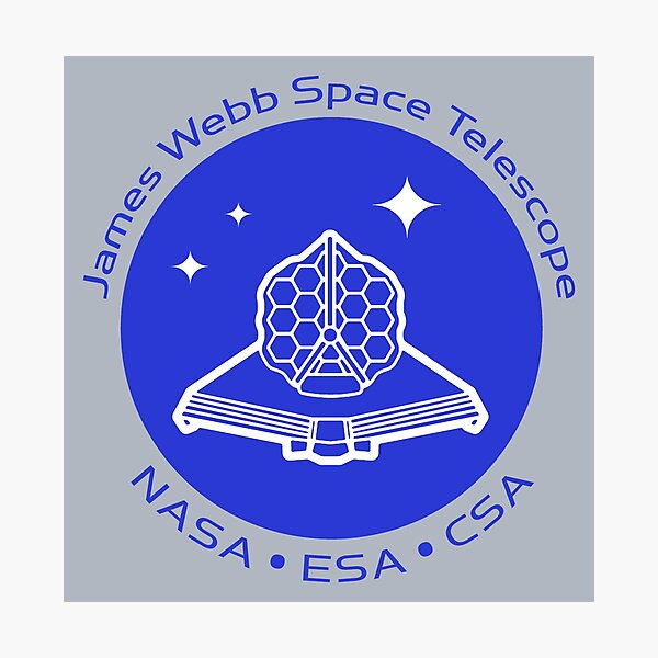 "NASA JWST James Webb space telescope logo (blue, white, blue ...