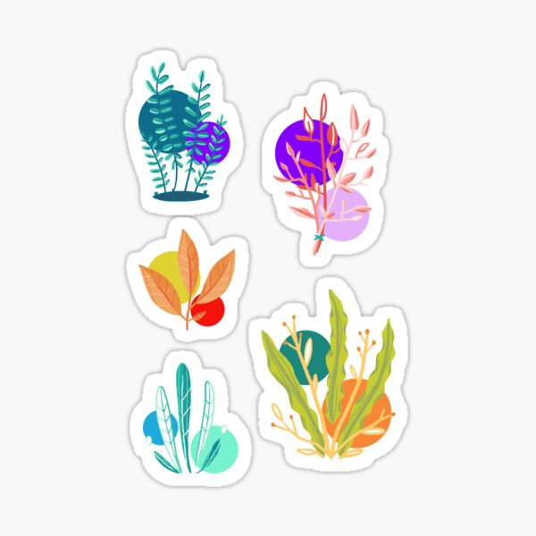 "Algae Leaves Colorful Plants Pattern Pack " Sticker for Sale by ...