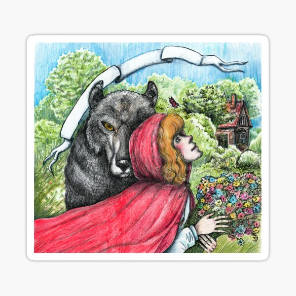 "Little Red Riding Hood" Sticker by FoggyForestArts | Redbubble