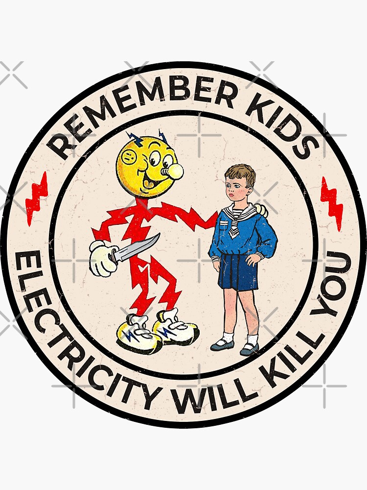 "Reddy Kilowatt, electricity kills" Sticker for Sale by hard-hat-henry ...