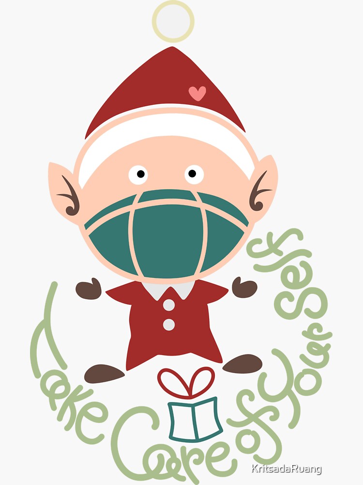 "Christmas Elf-Take Care of Your Self" Sticker by KritsadaRuang | Redbubble