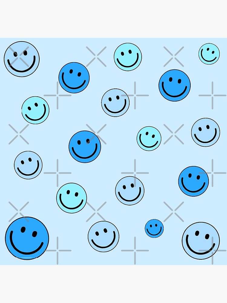 "Happy Smiley Emoji Faces Pattern Set Blue Color" Canvas Print by ...