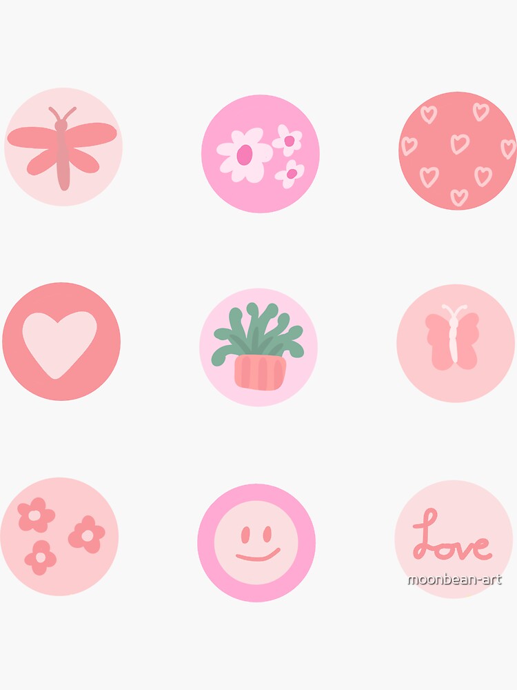 "cute pink doodle sticker pack" Sticker for Sale by moonbean-art ...