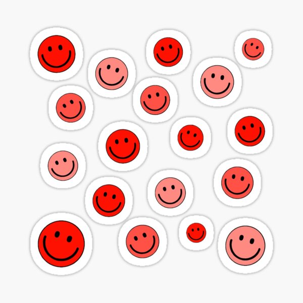 "Happy Smiley Emoji Faces Pattern Set Red Color" Sticker for Sale by ...