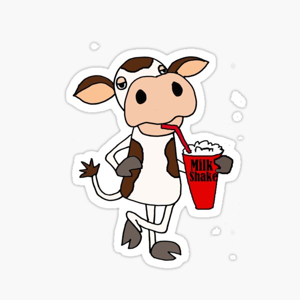"Funny Cow Drinking Milkshake cartoon" Sticker by naturesfancy | Redbubble