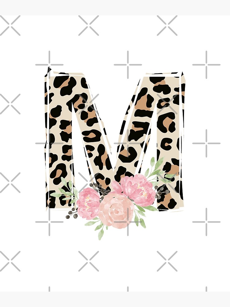"Leopard Cheetah Alphabet Letter M - Floral Alphabet Letter M" Poster ...