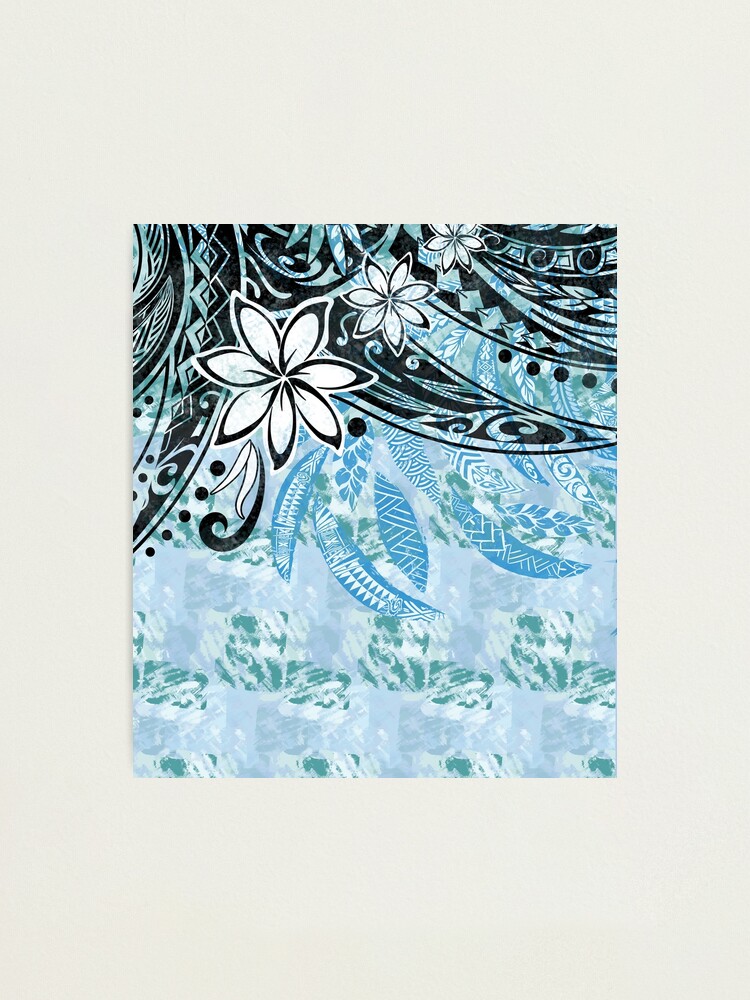 "Blue Hawaiian - Samoan Ocean Blue Tribal Leaves With Black Overlay ...