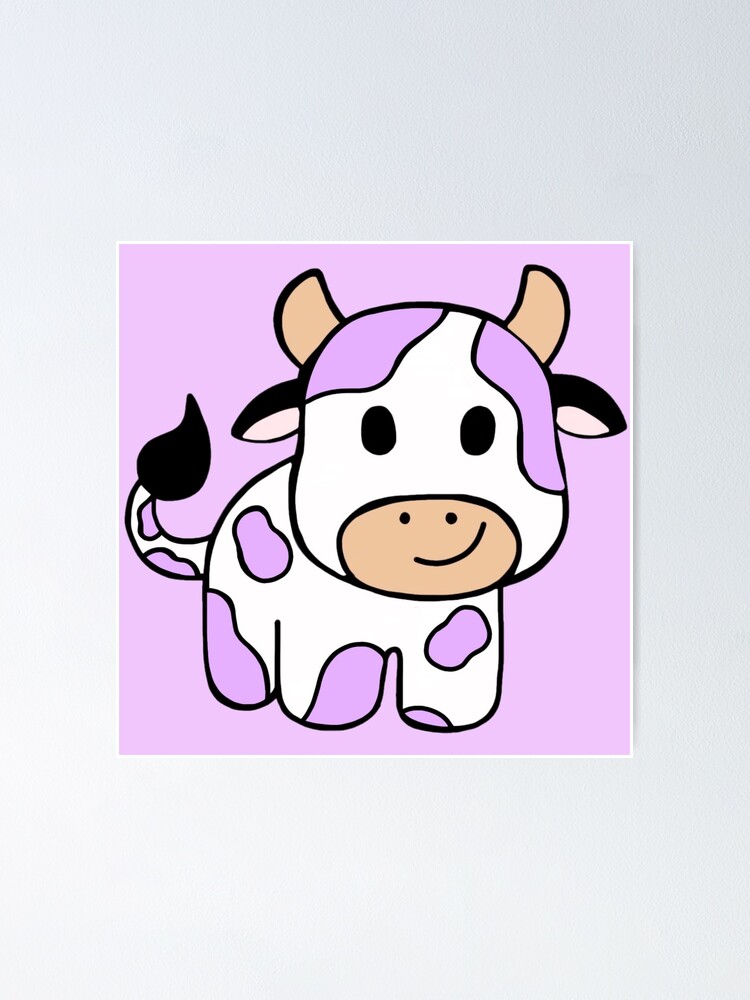 "Minimalistic Happy And Cute Purple Baby Cow , Farm Animal" Poster for ...
