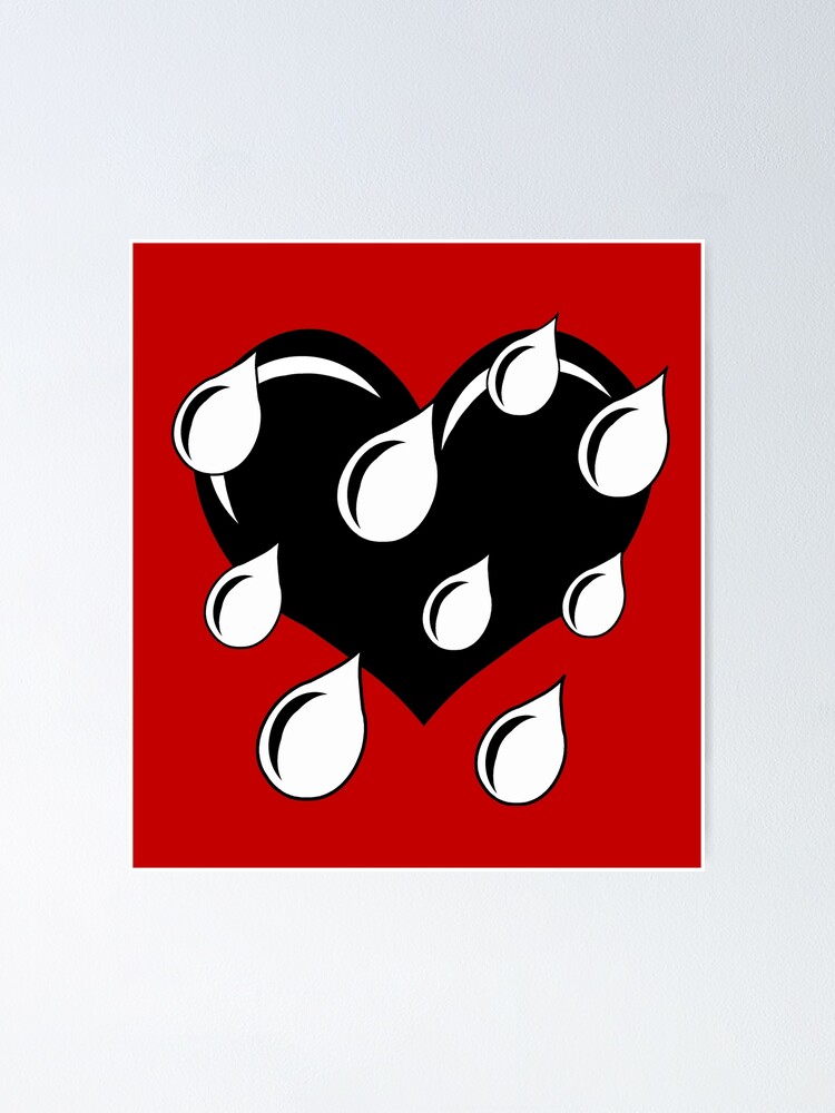 Póster «Corazón llorando en blanco y negro (fondo rojo)» de RawSunArt ...