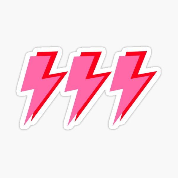 "Triple Pink and Red Lightning " Sticker for Sale by OneThreeSix ...