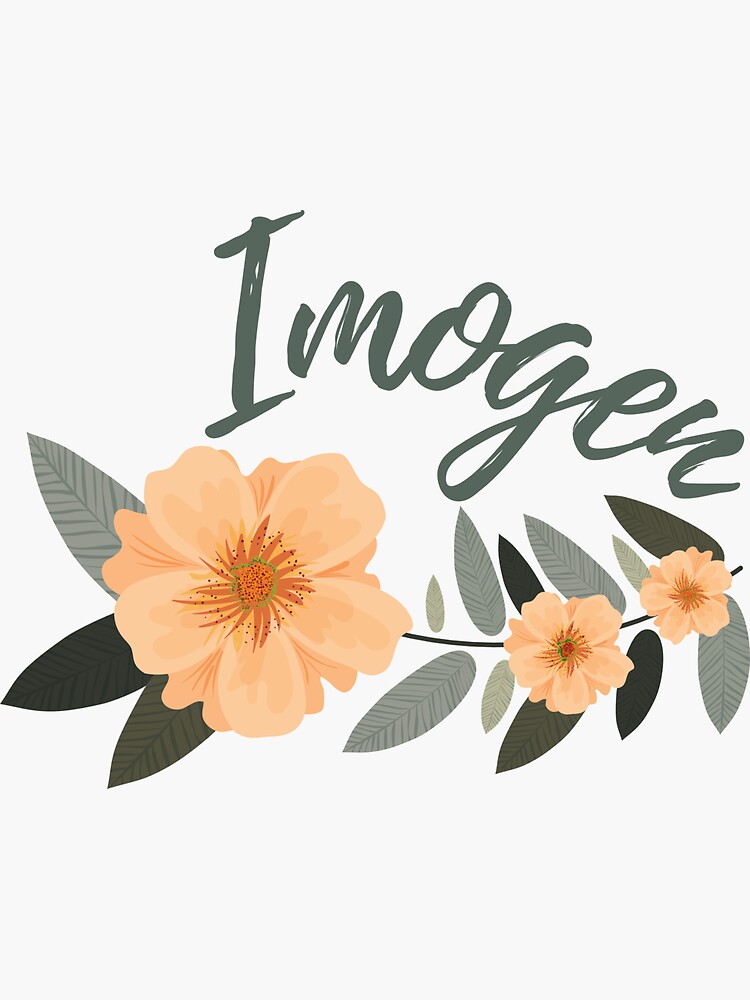 "Imogen Name With Pretty Flowers | Name Design Orange And Green Plants ...