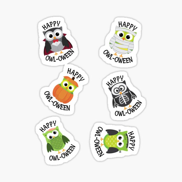 "Happy Owloween Owl Halloween Stickers Bundle" Sticker for Sale by ...