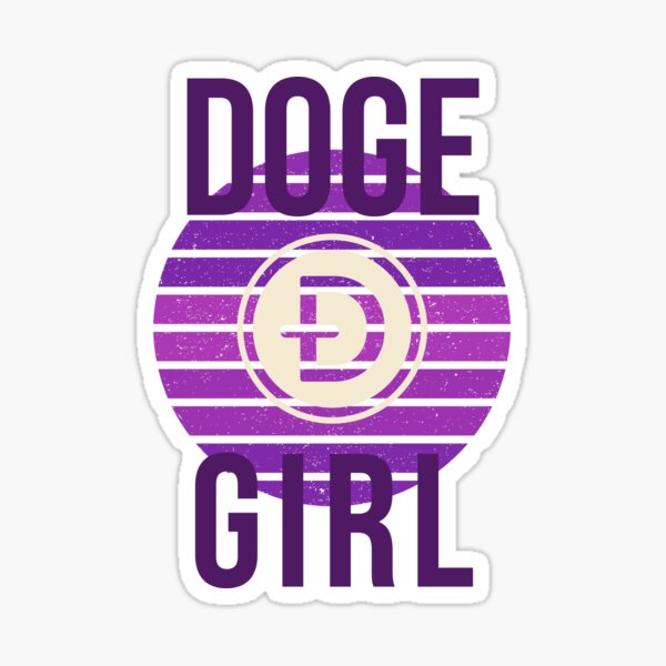 "Dogegirl Doge Coin Purple Apparel Pattern Dogecoin Symbol" Sticker for ...