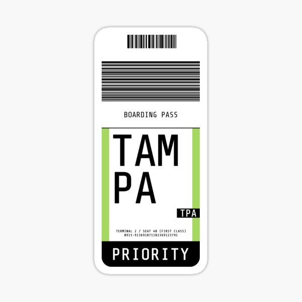 "Tampa Boarding Pass TPA" Sticker for Sale by lukassfr | Redbubble