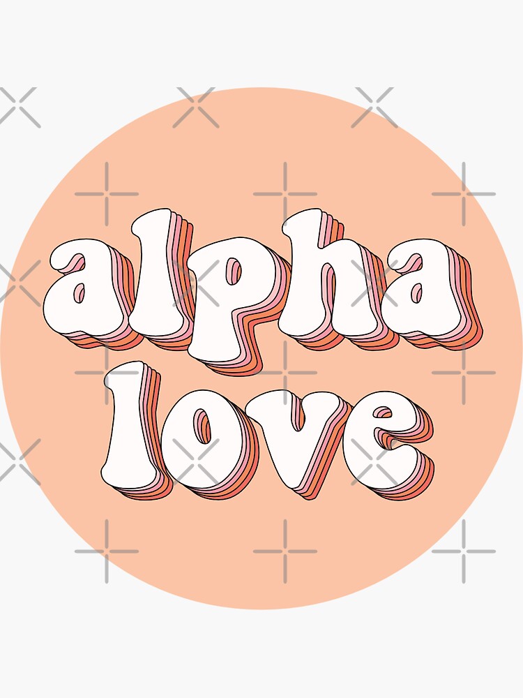 "Alpha Love Retro Orange" Sticker for Sale by sonjanaher | Redbubble