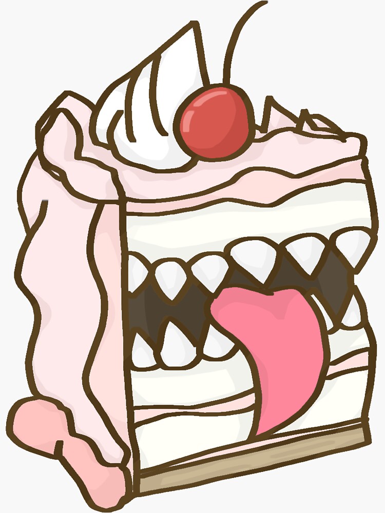 "oooooh creepy cake" Sticker for Sale by MoldyTeabag | Redbubble