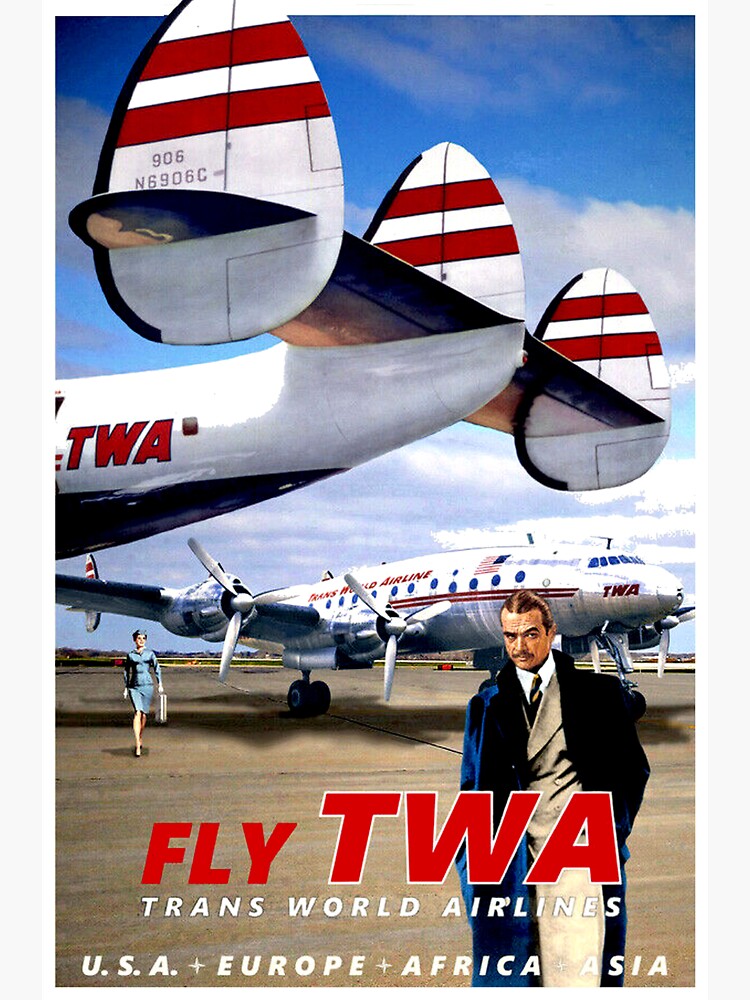 "TWA : Trans World Airlines Vintage Advertising Print" Sticker for Sale ...