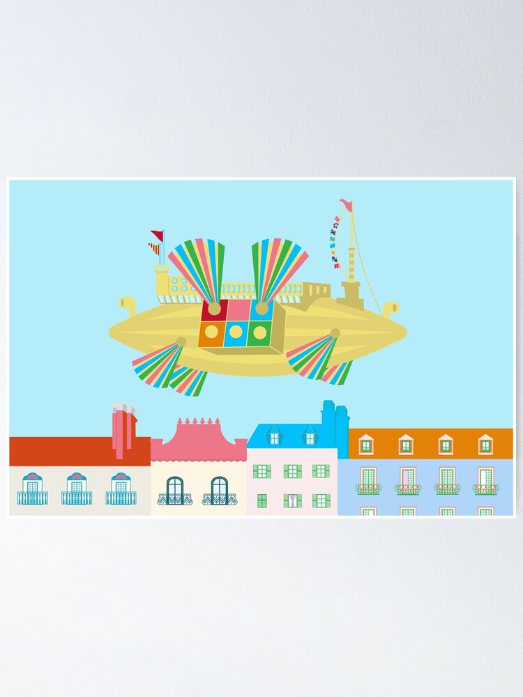 "Flapping Fans Dirigible Flying Machine Flying Over City" Poster for ...