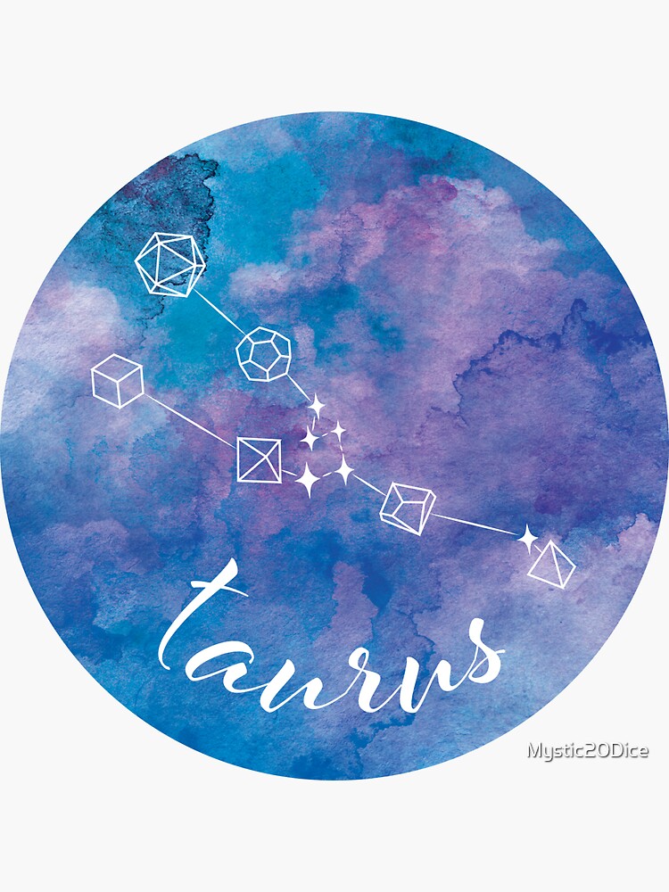 "Taurus DND Dice Zodiac Constellation" Sticker for Sale by Mystic20Dice ...