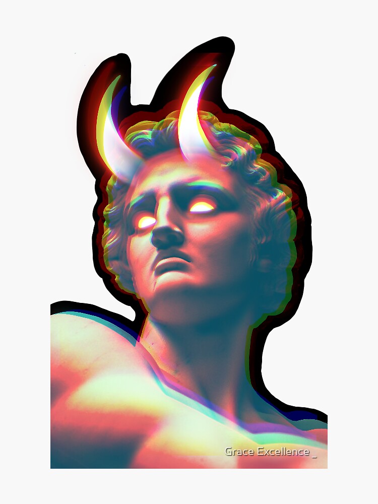 "Greek Statue Red Devil Neon" Sticker for Sale by BitsArts | Redbubble