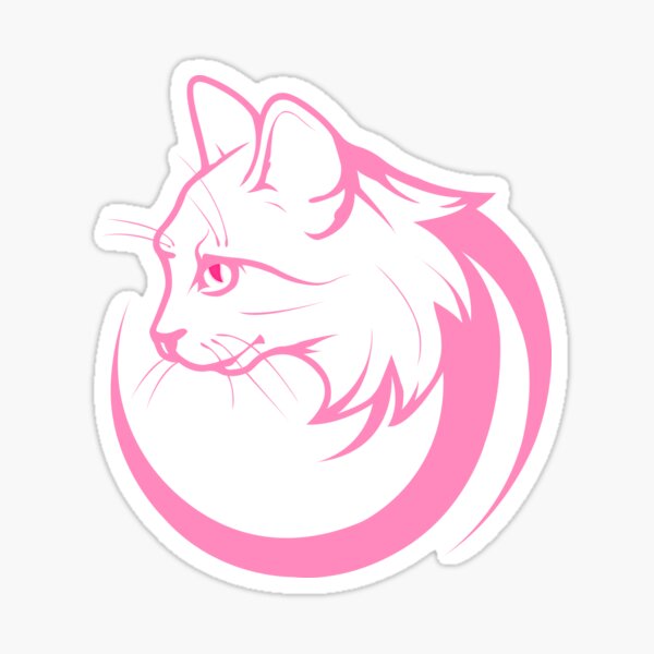 "Pink Color Cat Design Cute Kitten Arts" Sticker by anjanaartz | Redbubble
